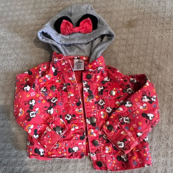 Disney | Jackets & Coats | Disney Minnie Mouse Hooded Jean Jacket ...